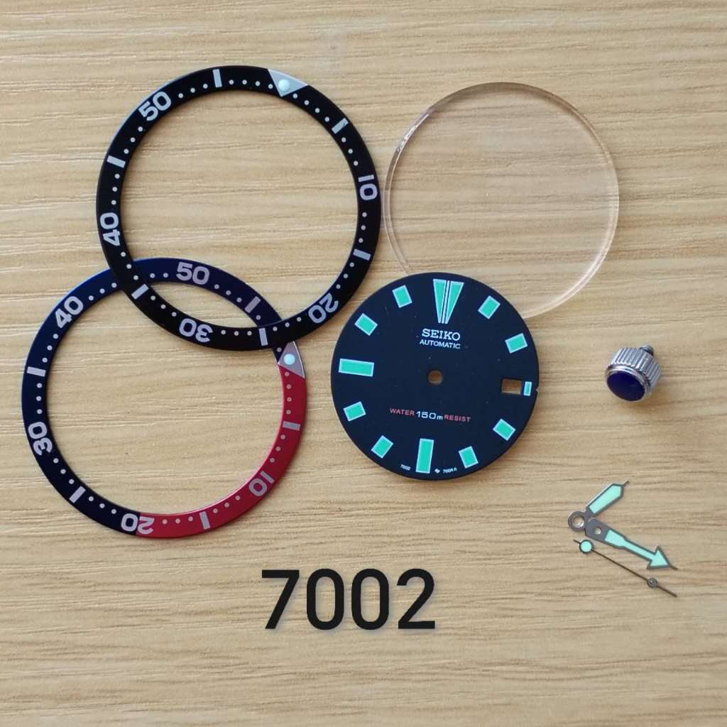 7002 Large Seiko Divers Hand Dial Crown Ring Glass Luminous Replacement ...