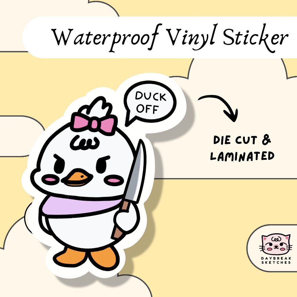 Duck Off - Cute Duck Sticker | by Daybreak Sketches - Laptop Sticker ...