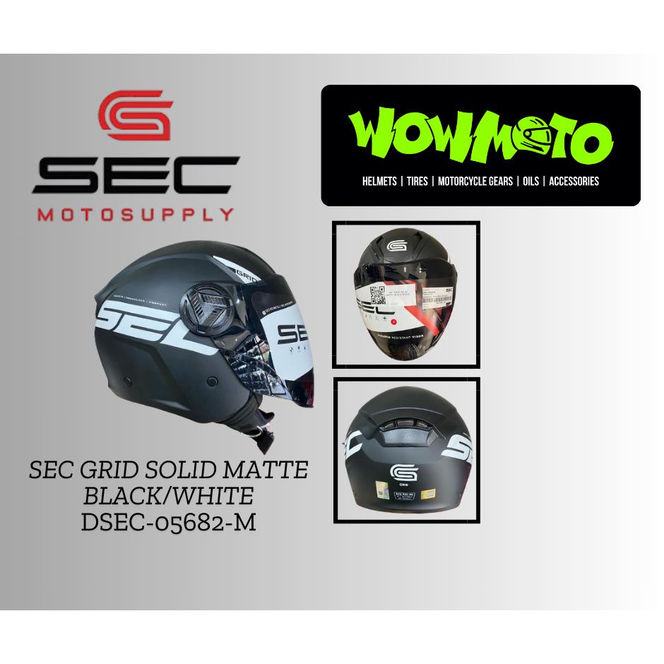 SEC Grid Gloss/Matte Half face Helmet (M) | Shopee Philippines