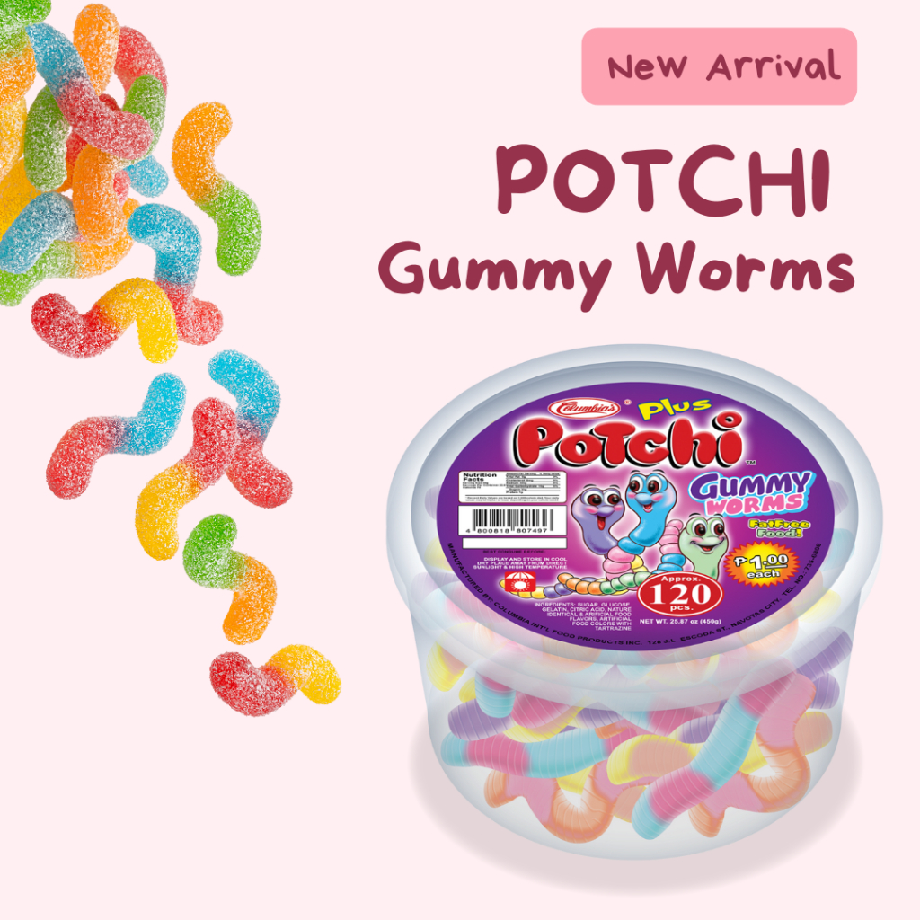 COLUMBIA'S Potchi Gummy Worms in Jar 120 pcs | Shopee Philippines