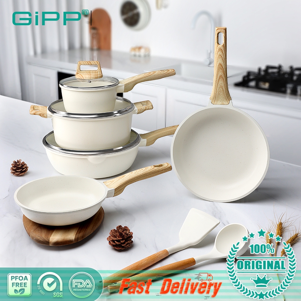 GIPP 5 Pcs Cookware Set Non Stick Frying Pan Ceramic Coating Kawali Makapal Suitable For All ...