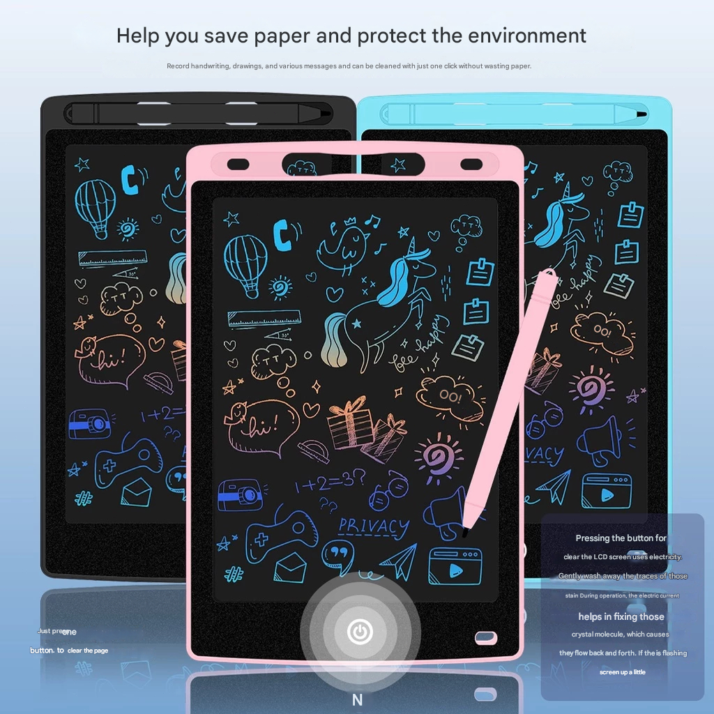 12/16 Inch LCD Writing Tablet for Kids One-Button Erase Portable ...