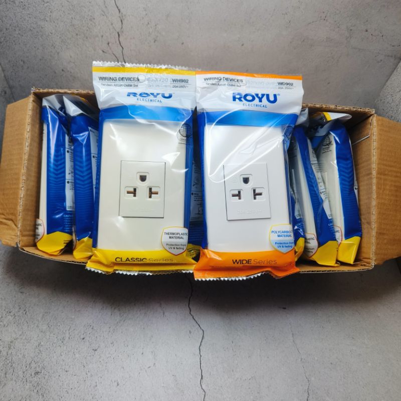 1 Box (10 pcs.) Royu Aircon Tandem Outlet w/ Plate Classic (WH902) or ...