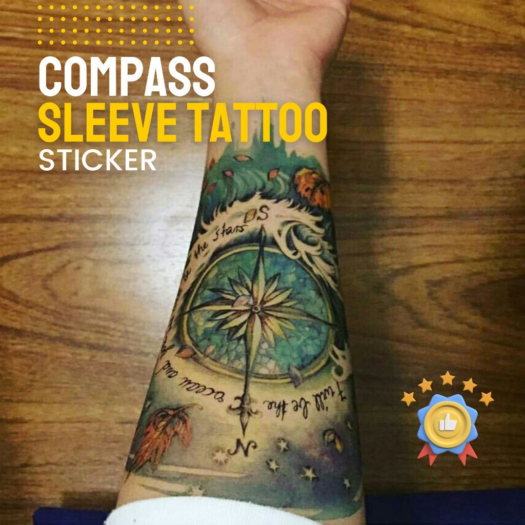 Compass Temporary Tattoo Stickers by Tintak Tattoo | Shopee Philippines