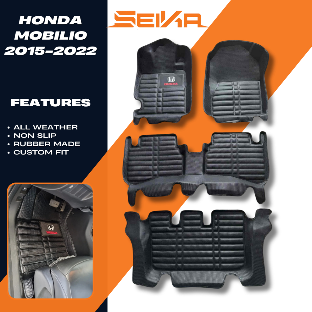 Honda Mobilio car mat (2015-2022) Premium Diamond Deep Dish Car Matting ...