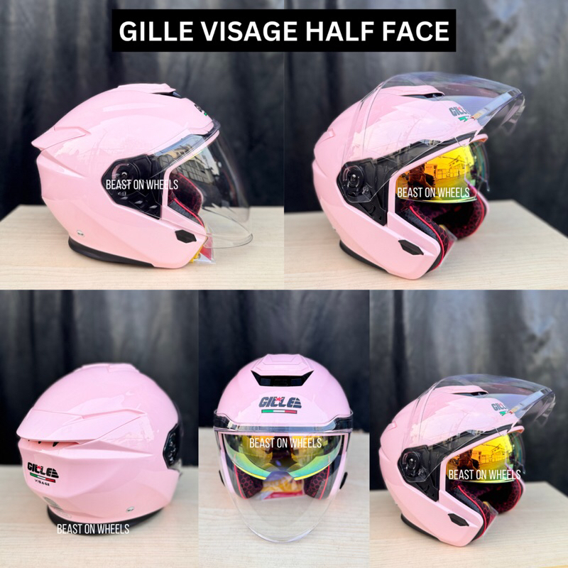 ORIGINAL GILLE FF005 Visage Half Face Helmet Gold Iridium Inner Visor ...