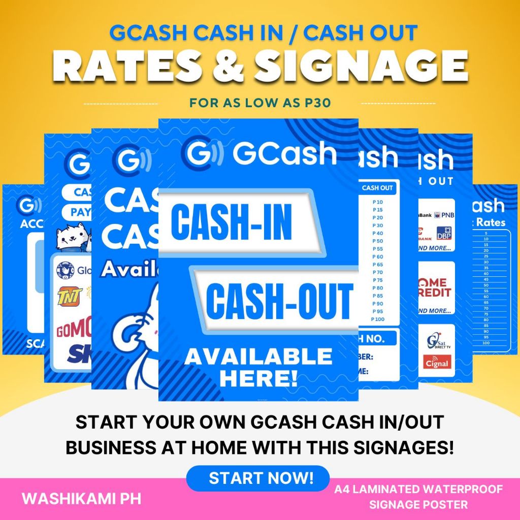 GCash Cash-in Cash-out Rates Signage & Poster | Shopee Philippines