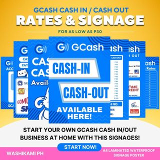 GCash Cash-in Cash-out Rates Sintra Signage / A4 Laminated Sign ...
