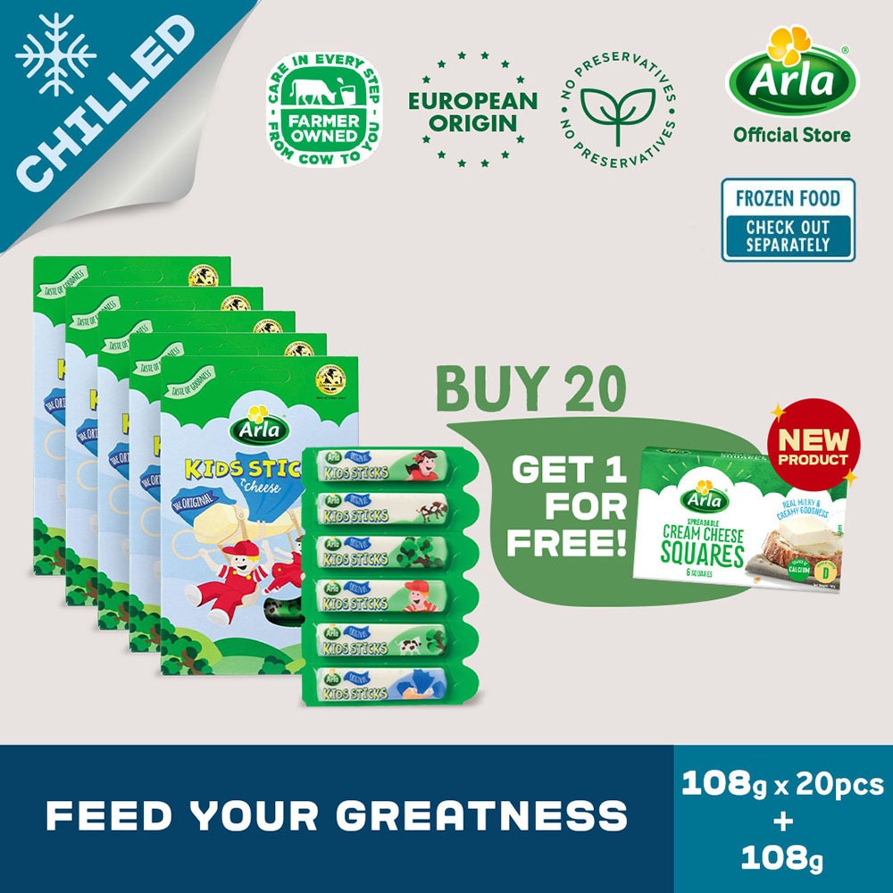 Arla Kid Sticks 108g 20-Pack with FREE Arla Cream Cheese Squares 108g | Shopee Philippines