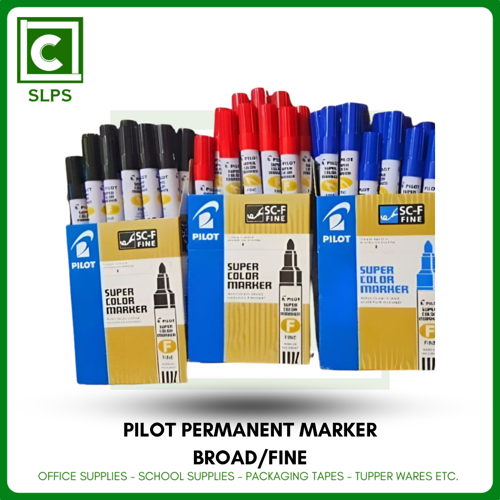PILOT PERMANENT MARKER BROAD/FINE BLACK/BLUE/RED | Shopee Philippines
