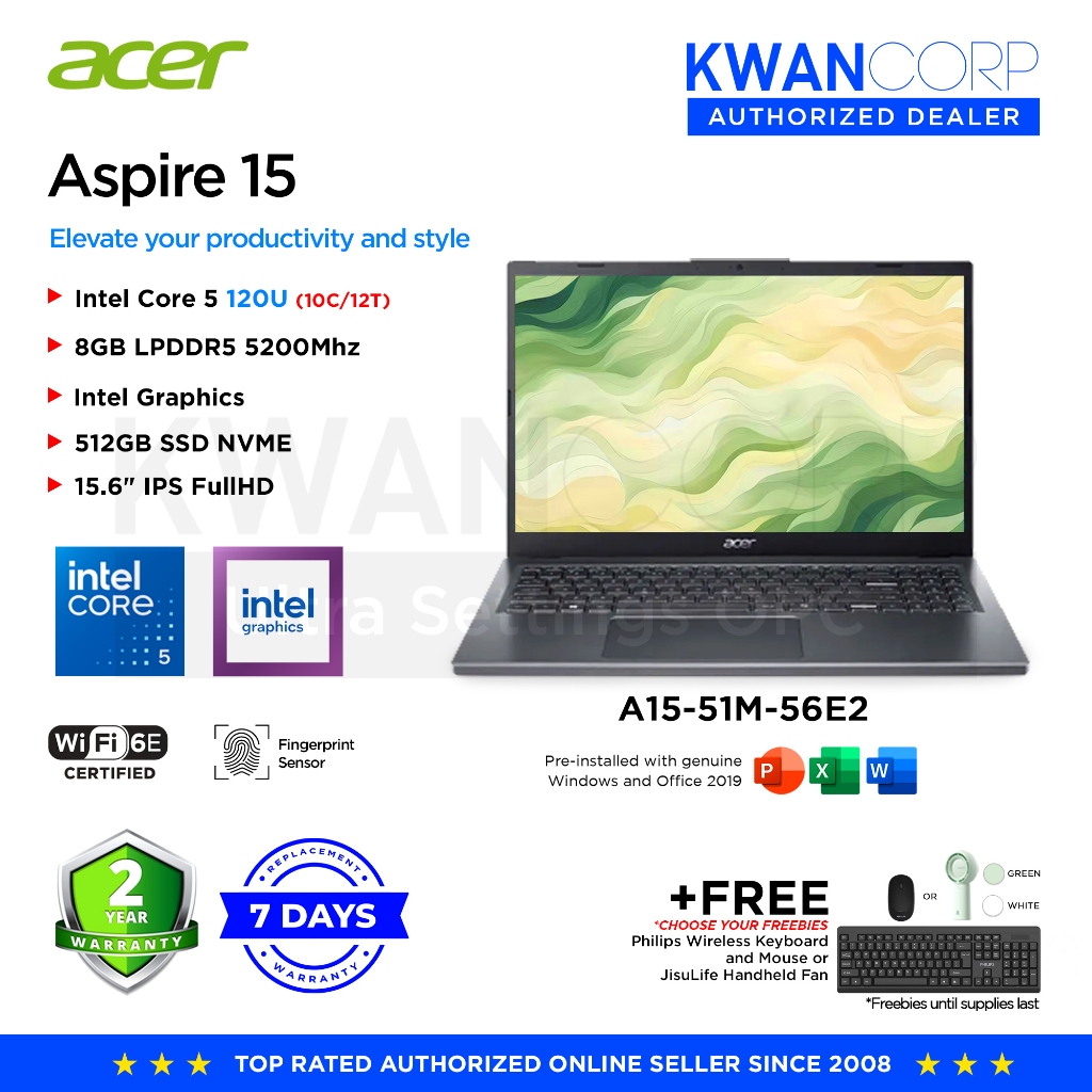 Acer Aspire 15 A15-51M-56E2 Intel 5 120U 8GB RAM Intel Graphics 512GB ...