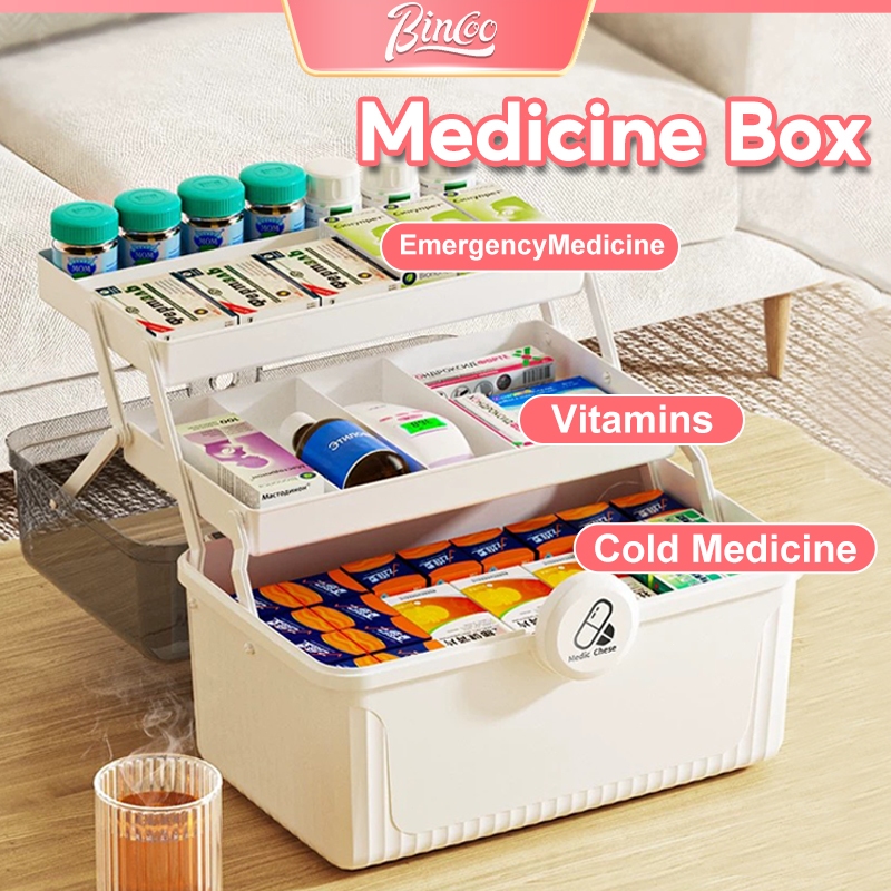 BINCOO First Aid Kit Storage Box Medicine Container Tackle Box Med Kit ...