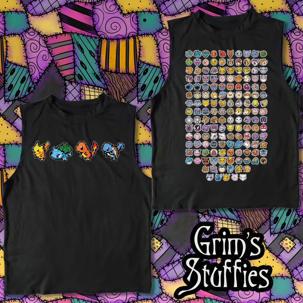 Pokemon Muscle Tee + First Generation, Pikachu, Snorlax, Gengar ...