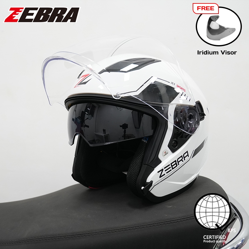 ZEBRA YM-829 Men's half face dual visor helmet for motorcycle women's ...