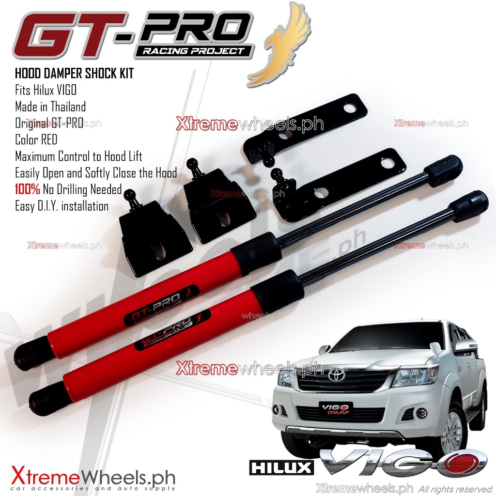 Toyota Fortuner / Hilux 2005 to 2026 GT-Pro Red Hood Damper Shock Kit ...
