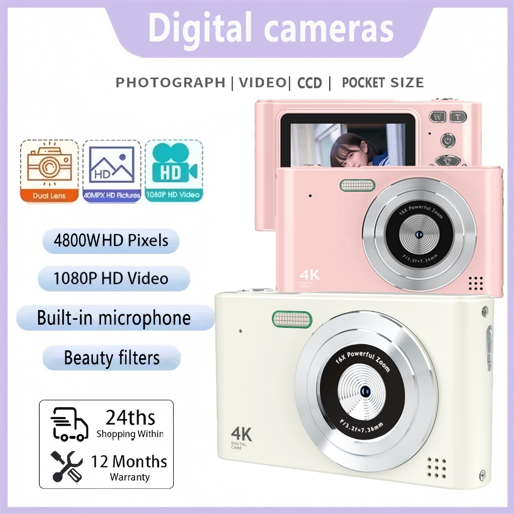 4K Digital Camera For Photography CCD Flash HD 16X ZOOM Digicam For ...