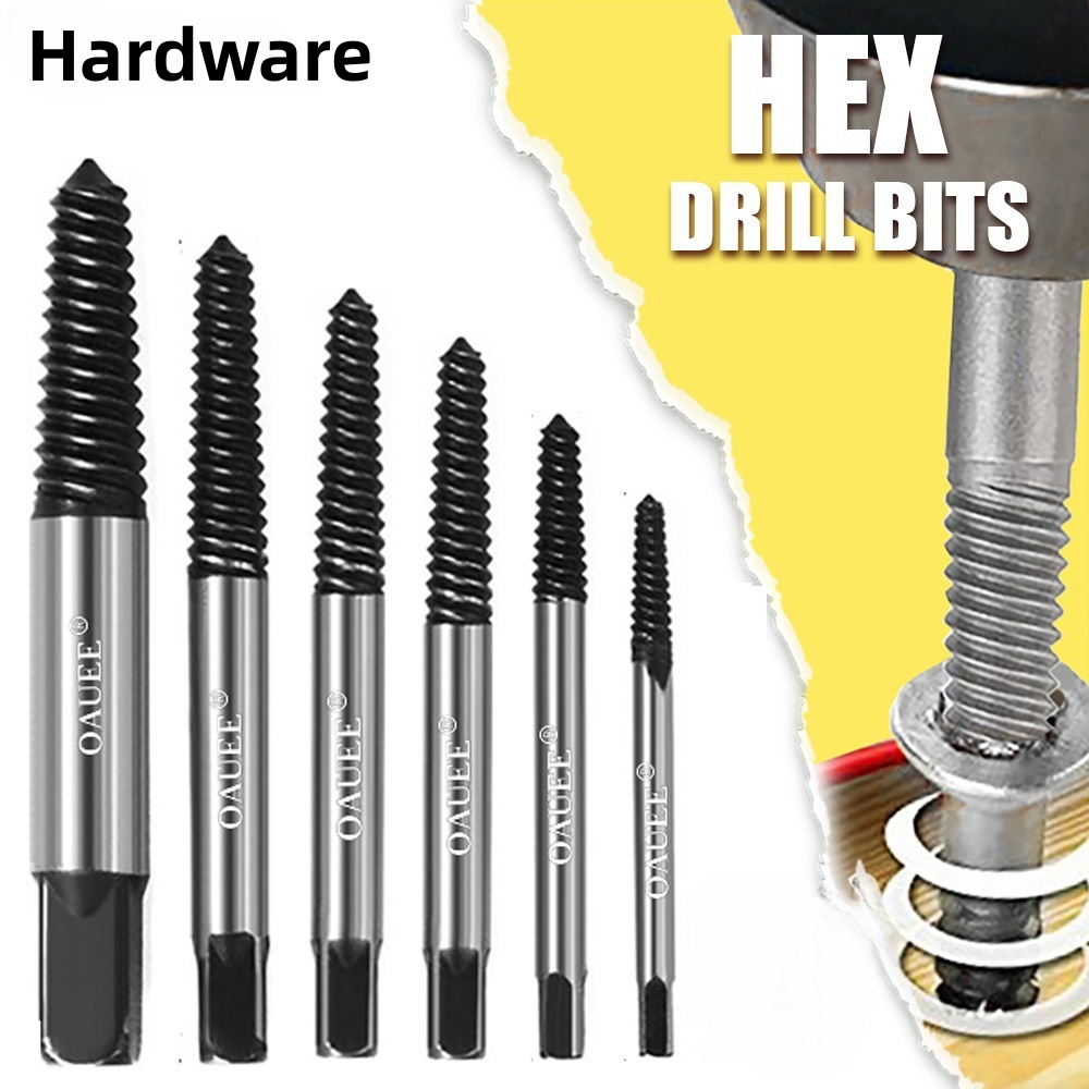 Hardware 6pcs Broken Bolt Screw Extractor Remover Set Easy Out Drill ...