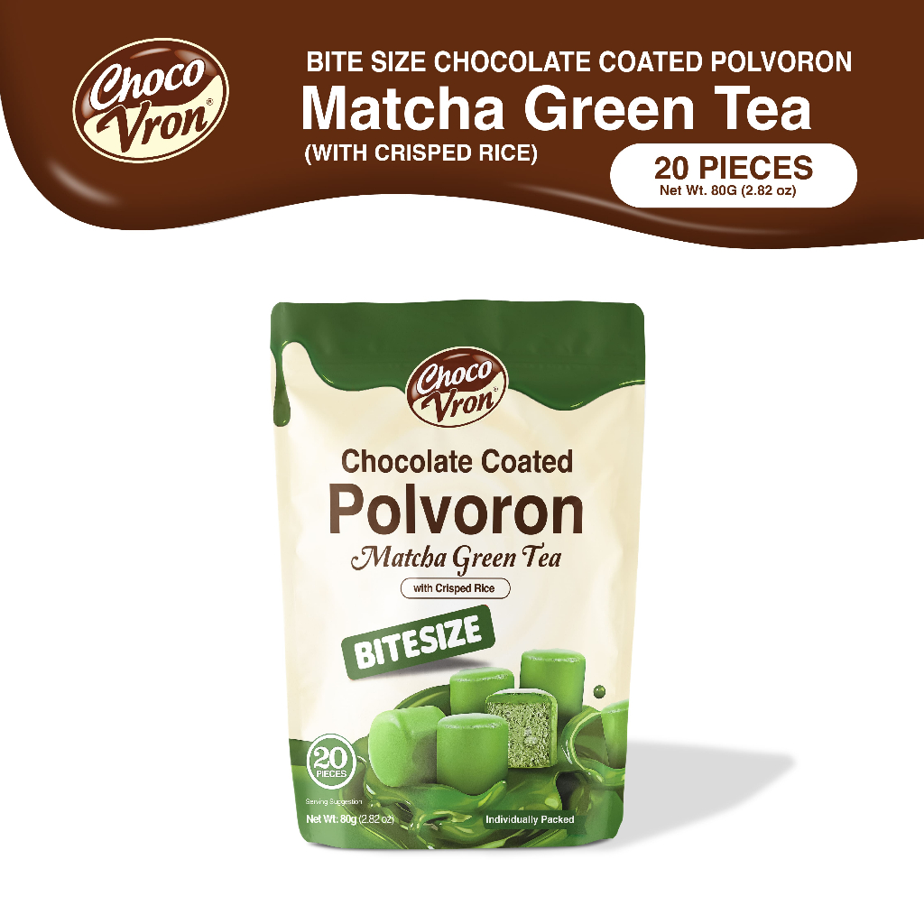 ChocoVron Bite Size Chocolate-coated Matcha Green Tea Polvoron 80g ...