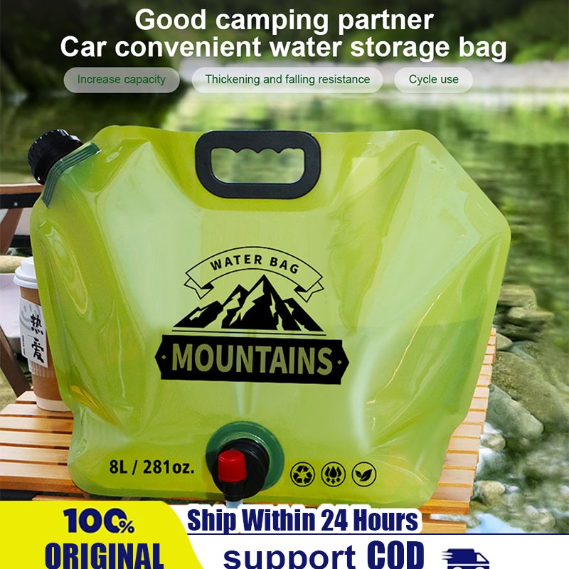 8L Foldable Water Bag with Faucet & Handle, Portable Camping Water ...