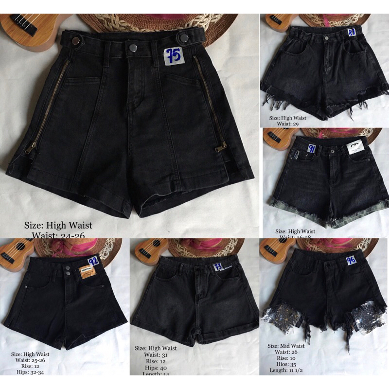 Preloved/Ukay Pure Black Denim Shorts mix Skorts/ High Waist/Mid Waist ...
