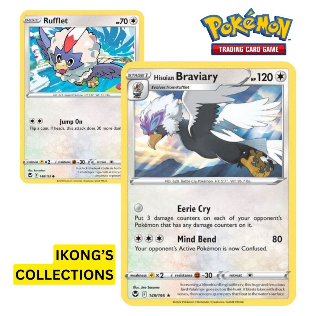 [SET RARE] Rufflet, Hisuian Braviary Evolution Silver Tempest Original ...
