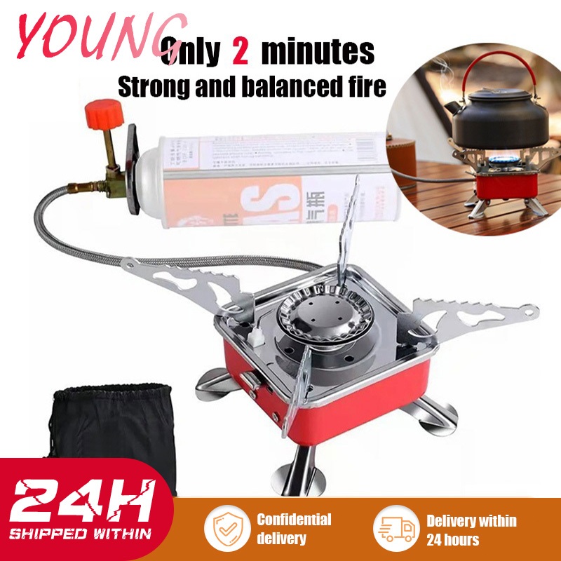 Outdoor Folding Camping Stove with Pipe Card Type Mini Stove Butane ...