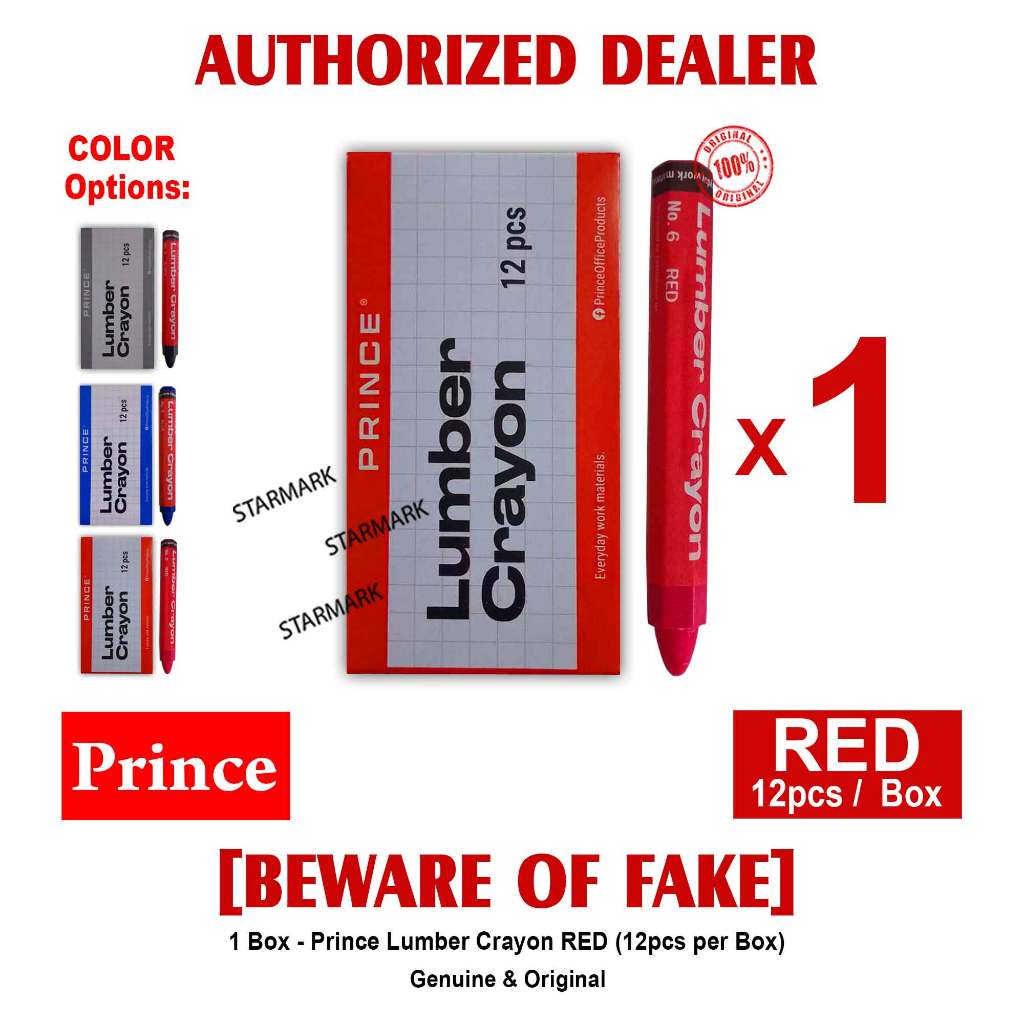 PRINCE Lumber Crayon Crayons RED 12pcs per box PRINCE Marking Crayon ...