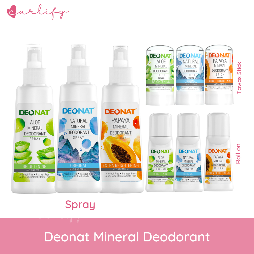 Deonat Natural Aloe Papaya Mineral Deodorant Spray / Stick Tawas / Roll ...