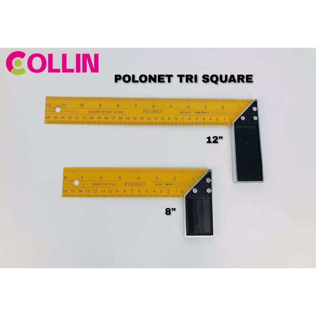 POLONET TRI SQUARE 8" / 12" CARPENTRY ANGLE HD HEAVY DUTY. YELLOW TRI ...