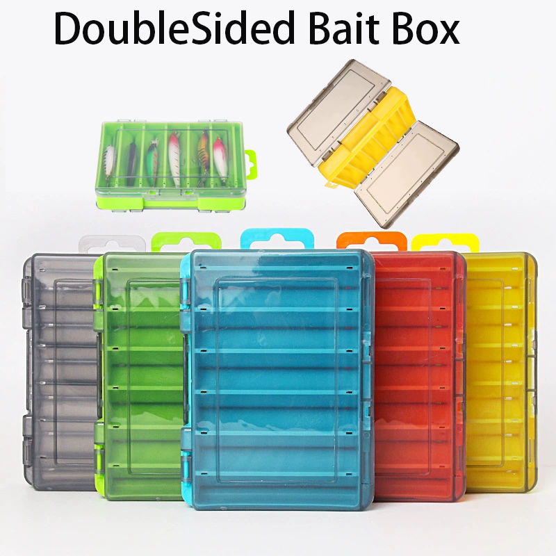 Double Sided Bait Box Fishing Tackle Waterproof Compartments Lure Box ...