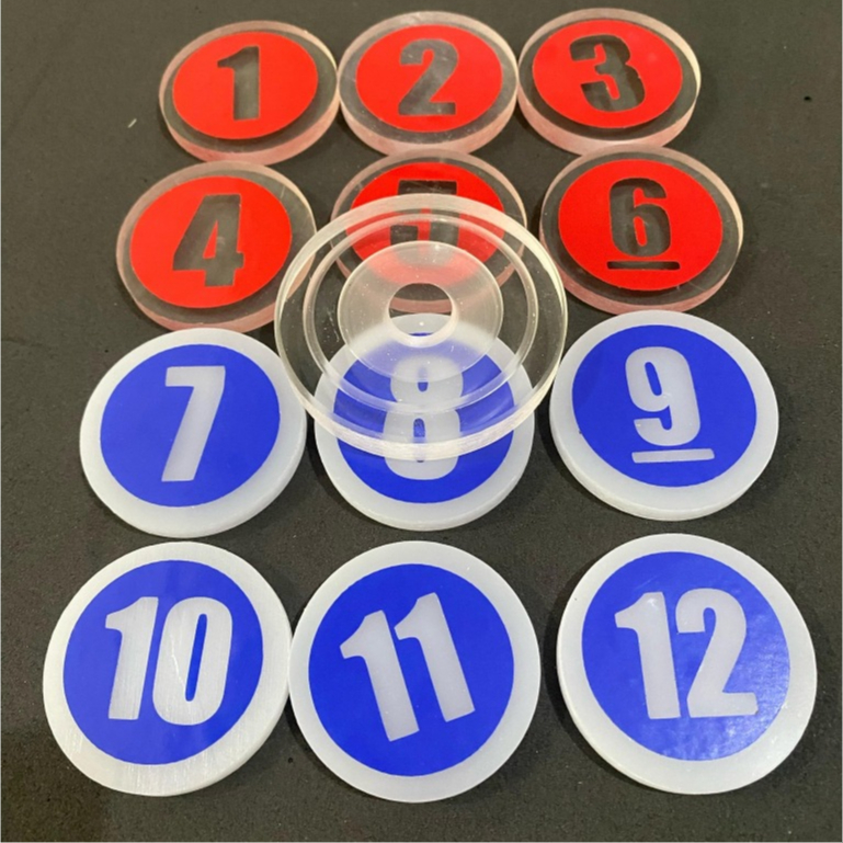 1 SET OF FIBER PICHAS WITH NUMBER STICKER 1-12 / PITCHAS SA POOL POOLAN ...