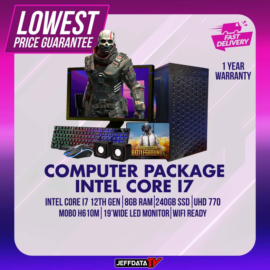 COMPUTER SET i7 12TH GEN 8GB DDR4 240GB SSD 19 WIDE LED KEYBOARD MOUSE ...