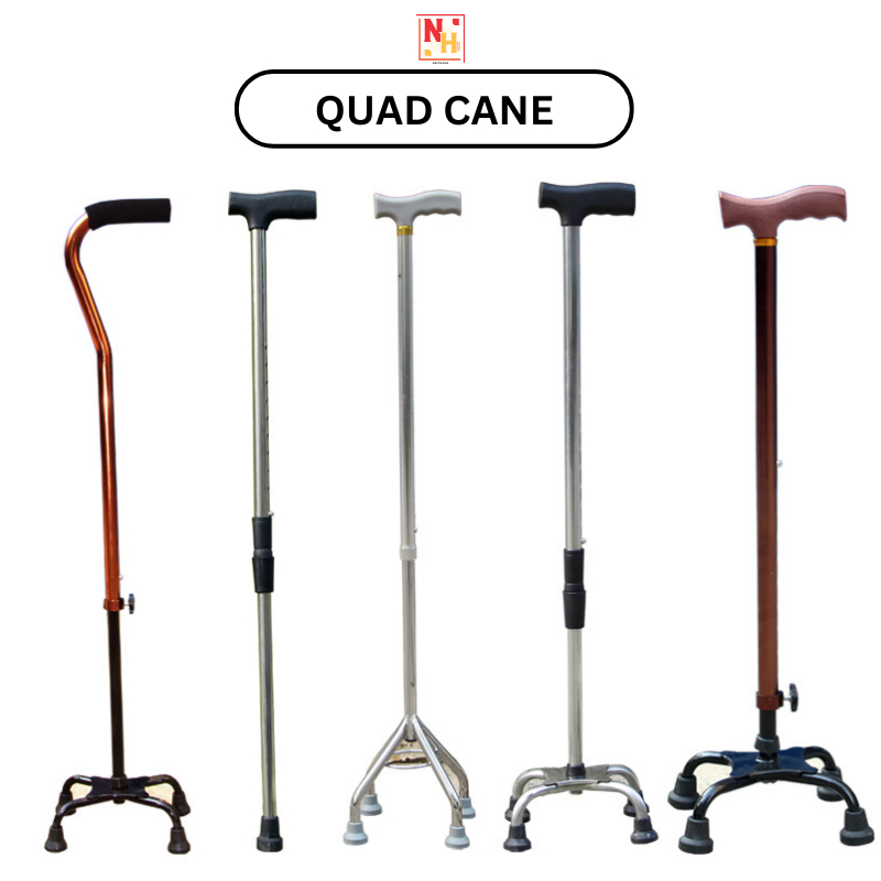 Ajustable Heights Quad Cane Adult Stainless Tungkod Lightweight Walking ...