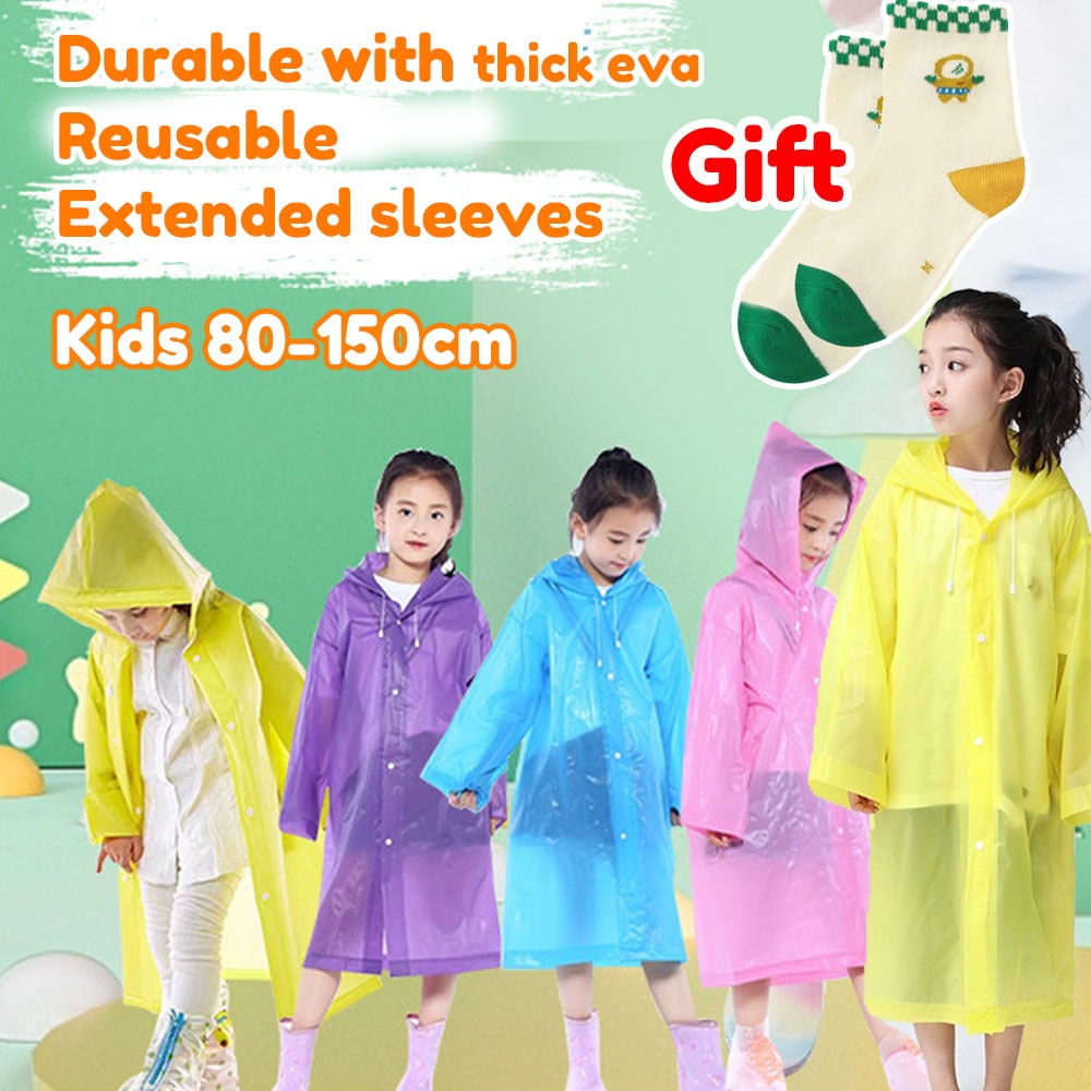 Raincoat For Kids Waterproof Kapote For kids Durable EVA Outdoor Rain Coat for Kids Boys & Girls ...