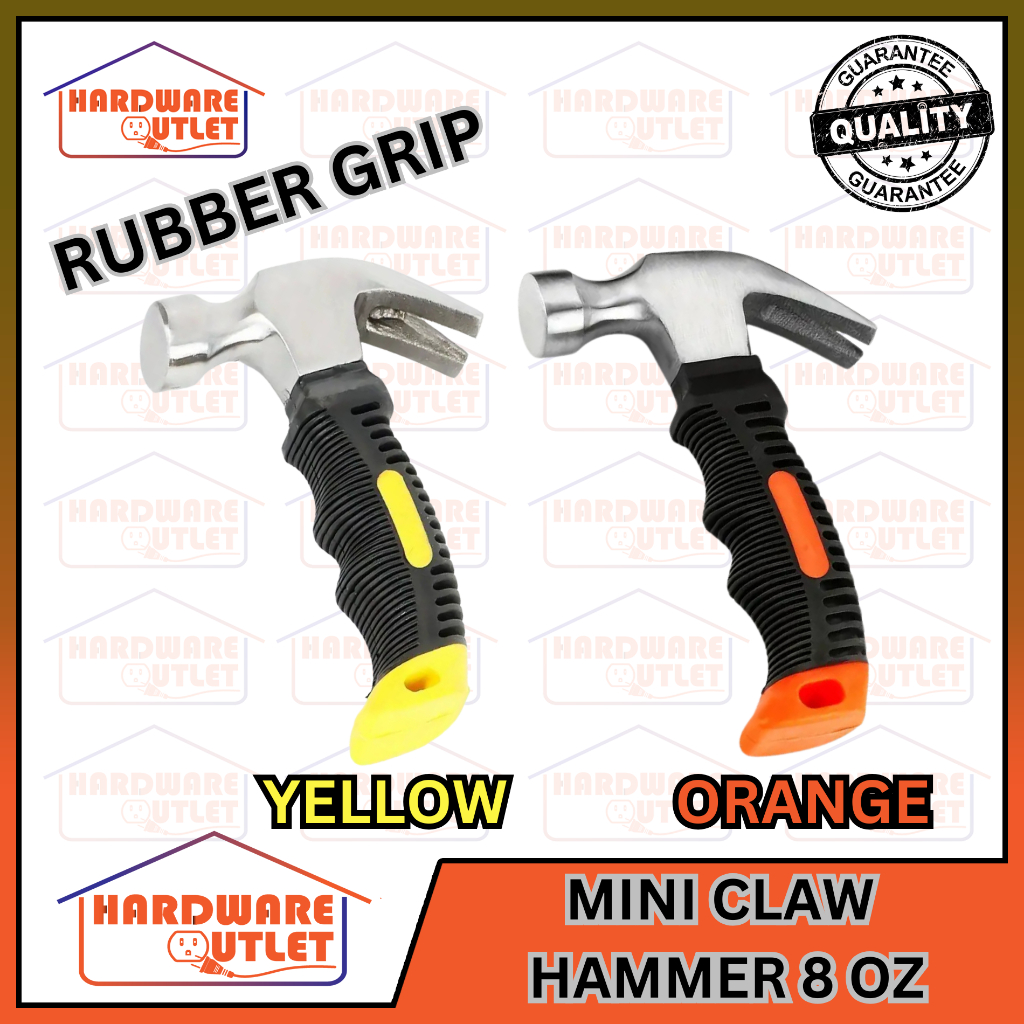 Cannon Mini Claw Hammer 8oz with Rubber Grip Yellow or Orange | Shopee ...