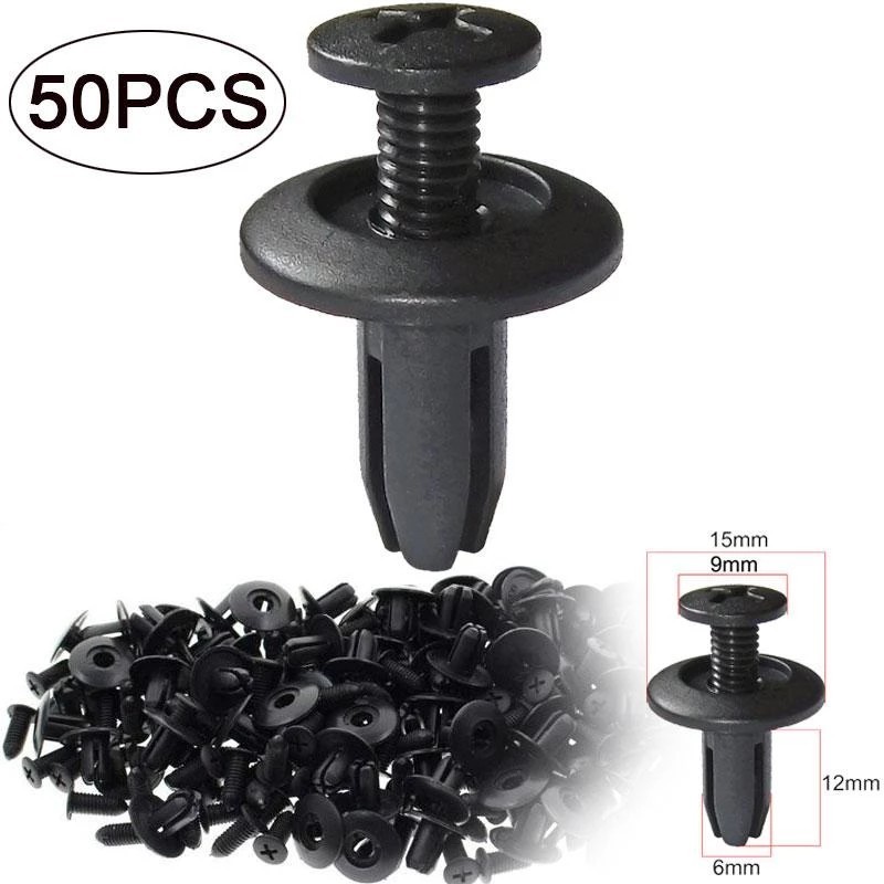 50Pcs/100pcs 6mm Hole Car Fender Plastic Push Pin Rivets Retainer Clip ...