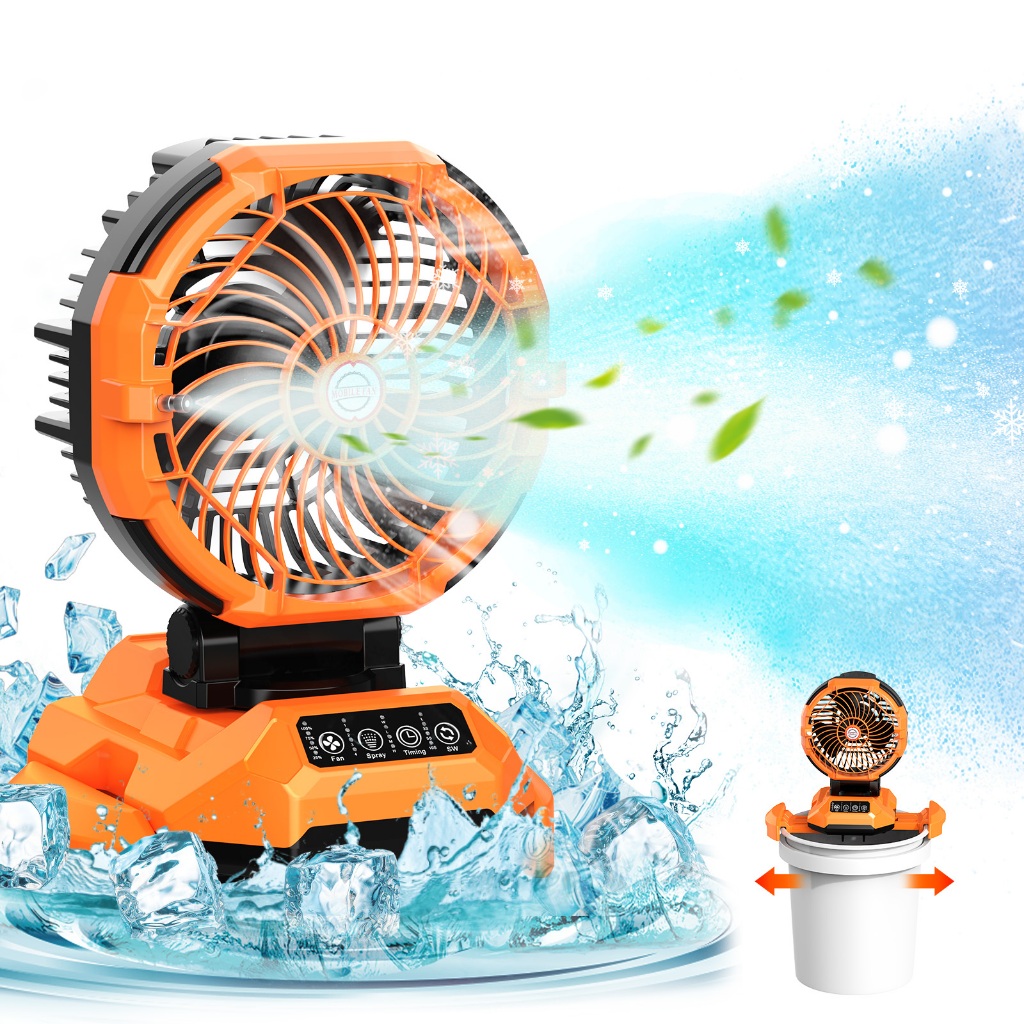 Portable Misting Fan, 30000mAh Rechargeable Battery Powered, Floor ...