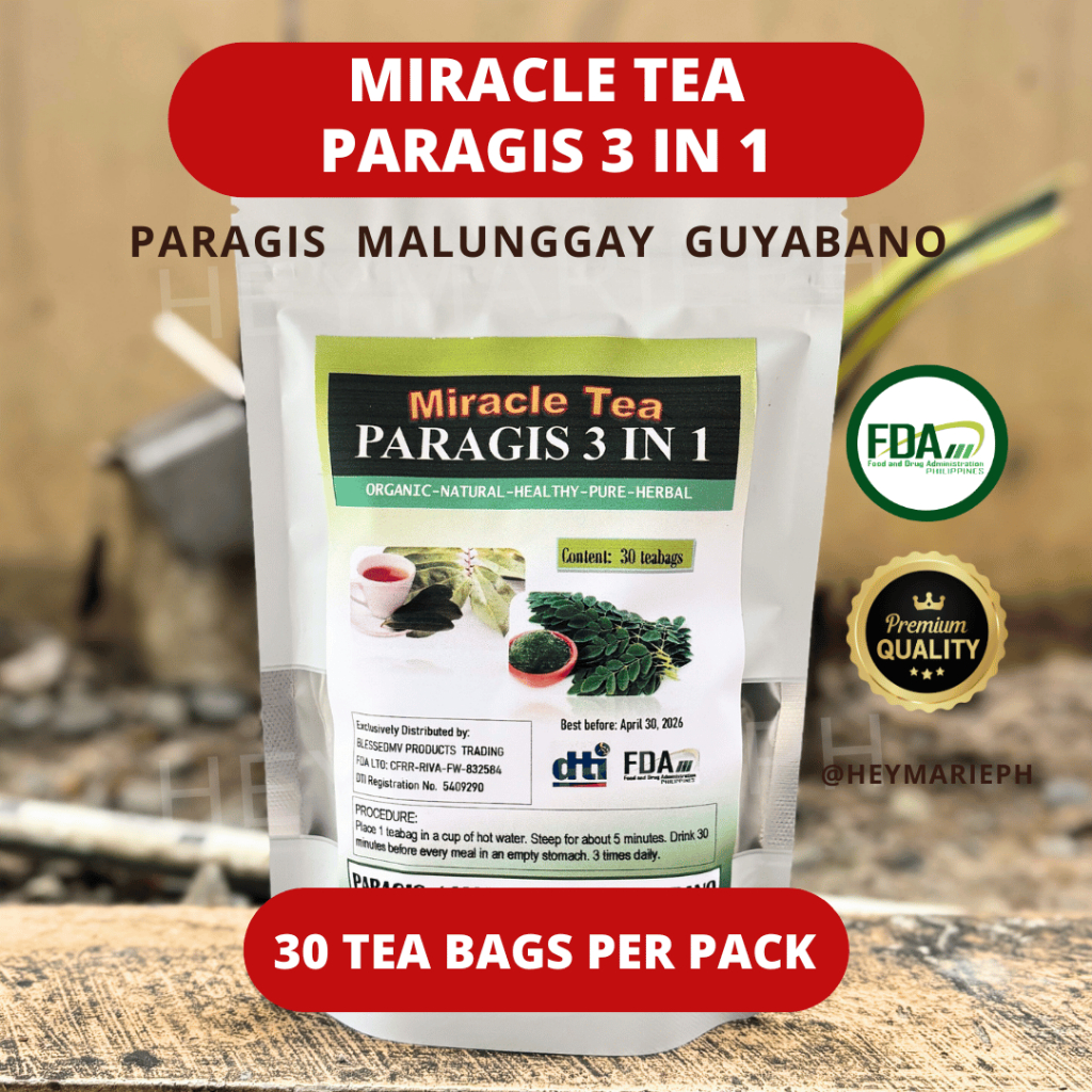 Paragis 3 in 1 Herbal Tea with Malunggay and Guyabano 30 Bags | Shopee ...