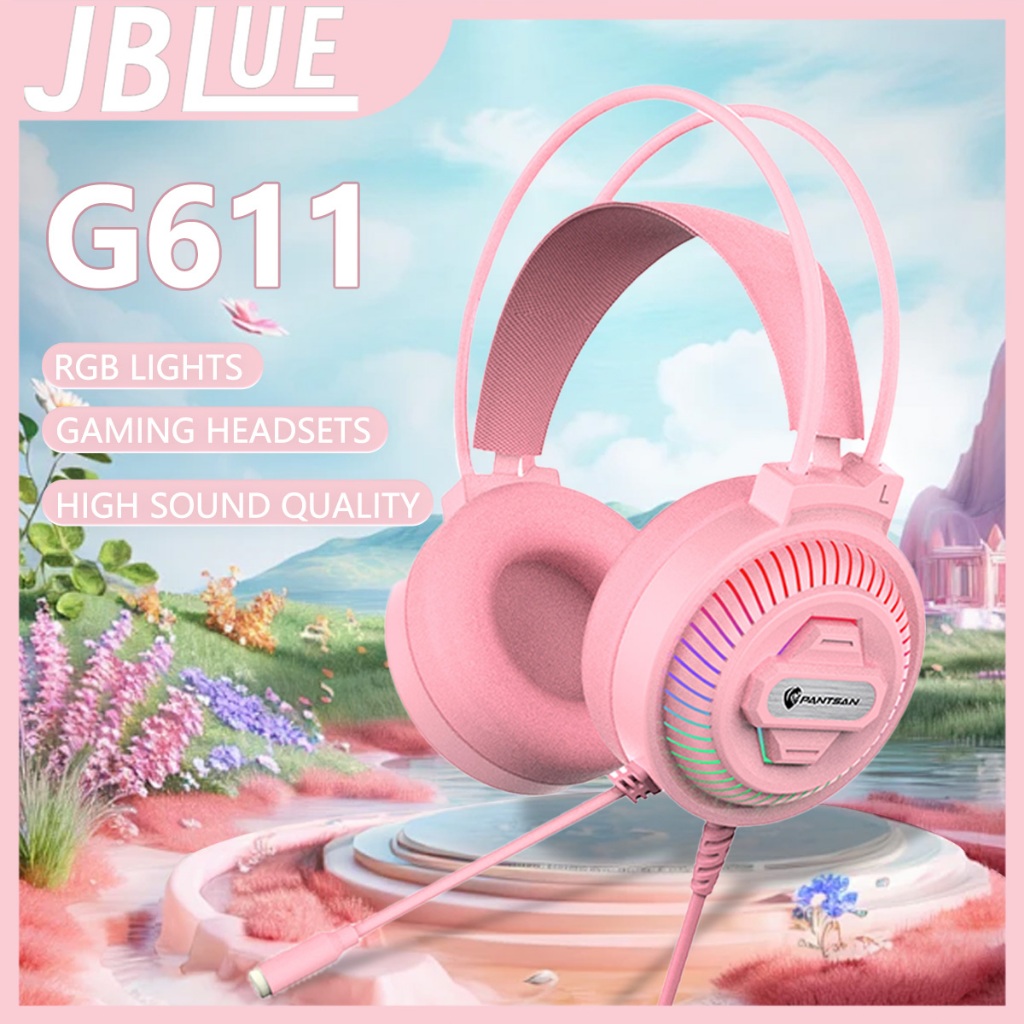 JBLue G611 Wired Gaming Headphone Noise Cancelling Microphone USB&3.5MM Audio Plug RGB Light For ...