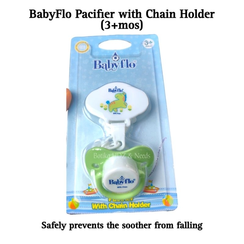 Pacifier with Chain Holder Babyflo 3+mos (para hindi mahulog ang ...