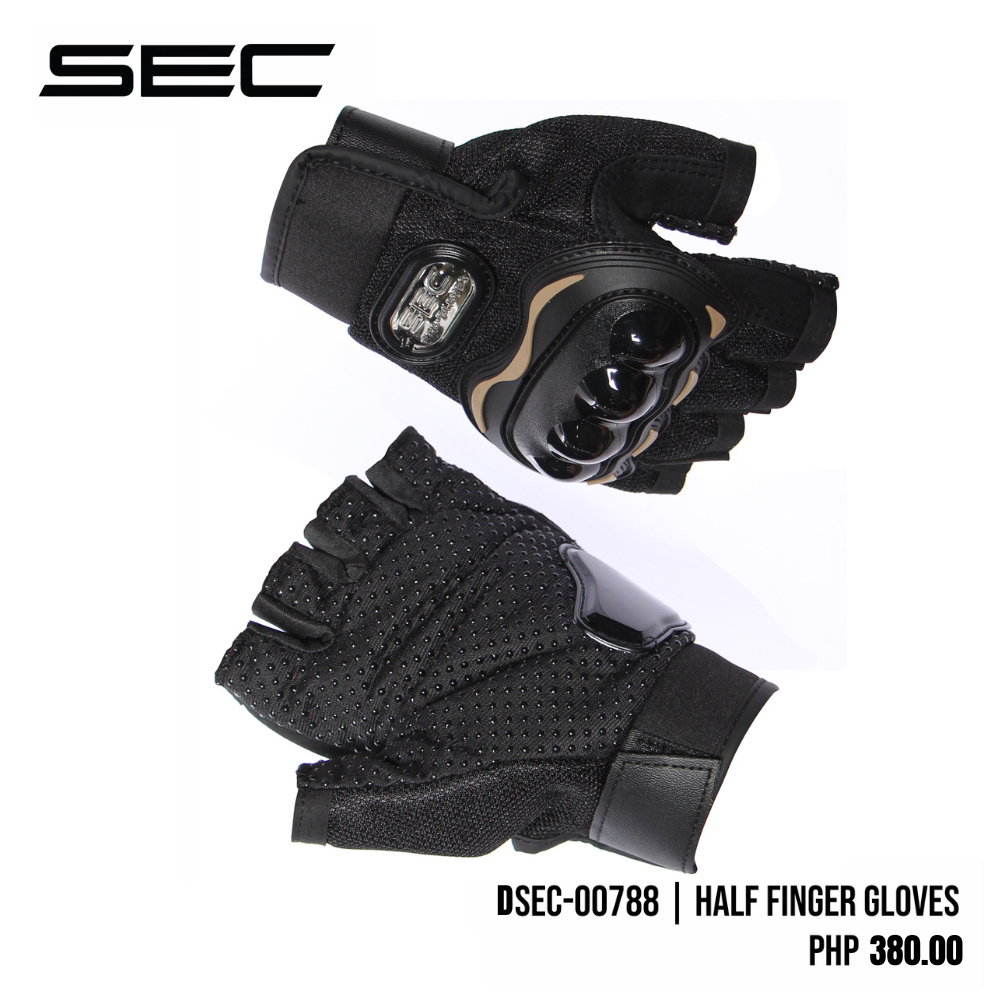 SEC Motorcycle Gloves Half Finger Gloves Black (M-XL) (DSEC-00788 ...