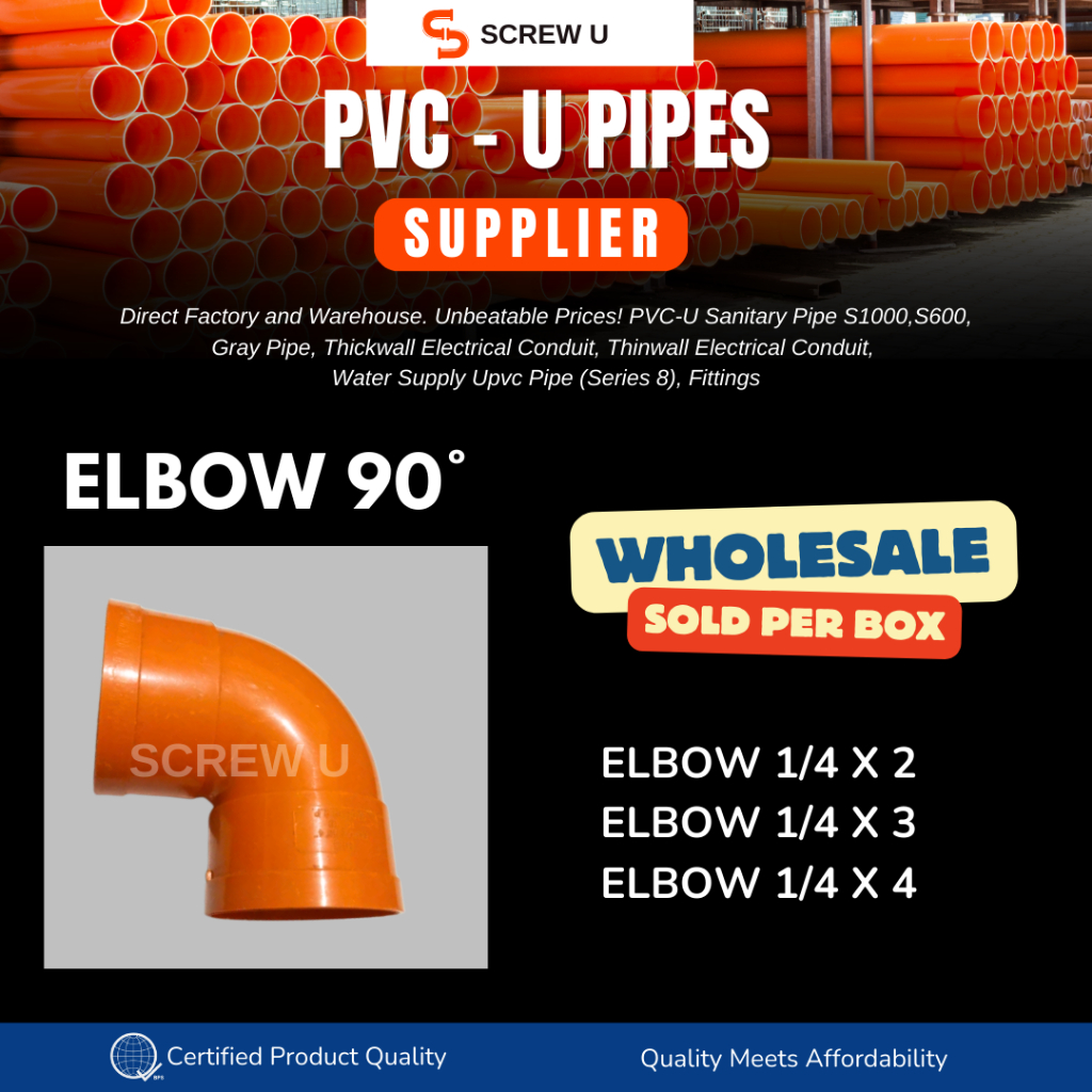 Elbow 90° PVC Orange Pipe Fittings 2" 3" 4" for Sanitary Pipe 1/4x2, 1 ...
