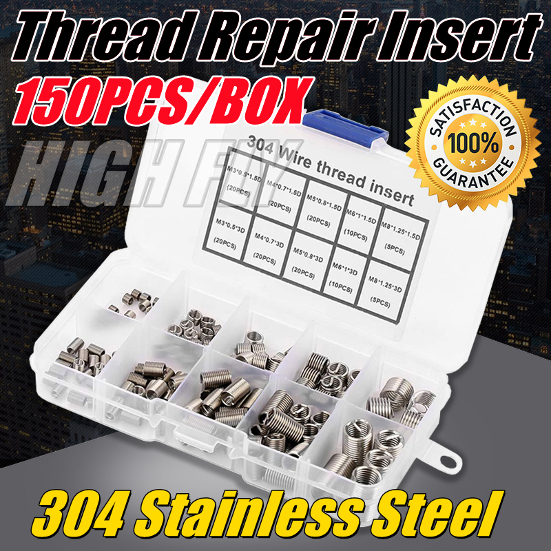 150PCS/BOX Stainless Steel Thread Repair M3-8 Coiled Wire Insert Repair ...