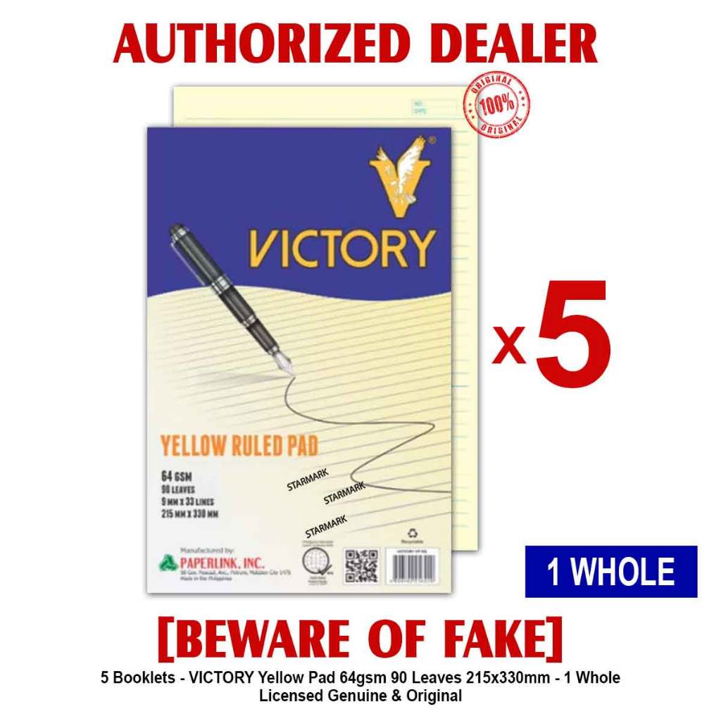 VICTORY Yellow Pad Pads Paper Papers 1 WHOLE 60gsm 90 Leaves 215x330mm ...