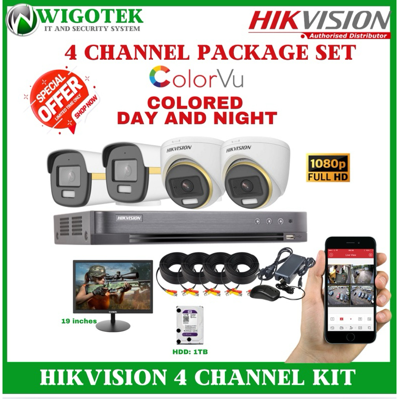 HIKVISION 4channel Colorvu Package Set | Shopee Philippines