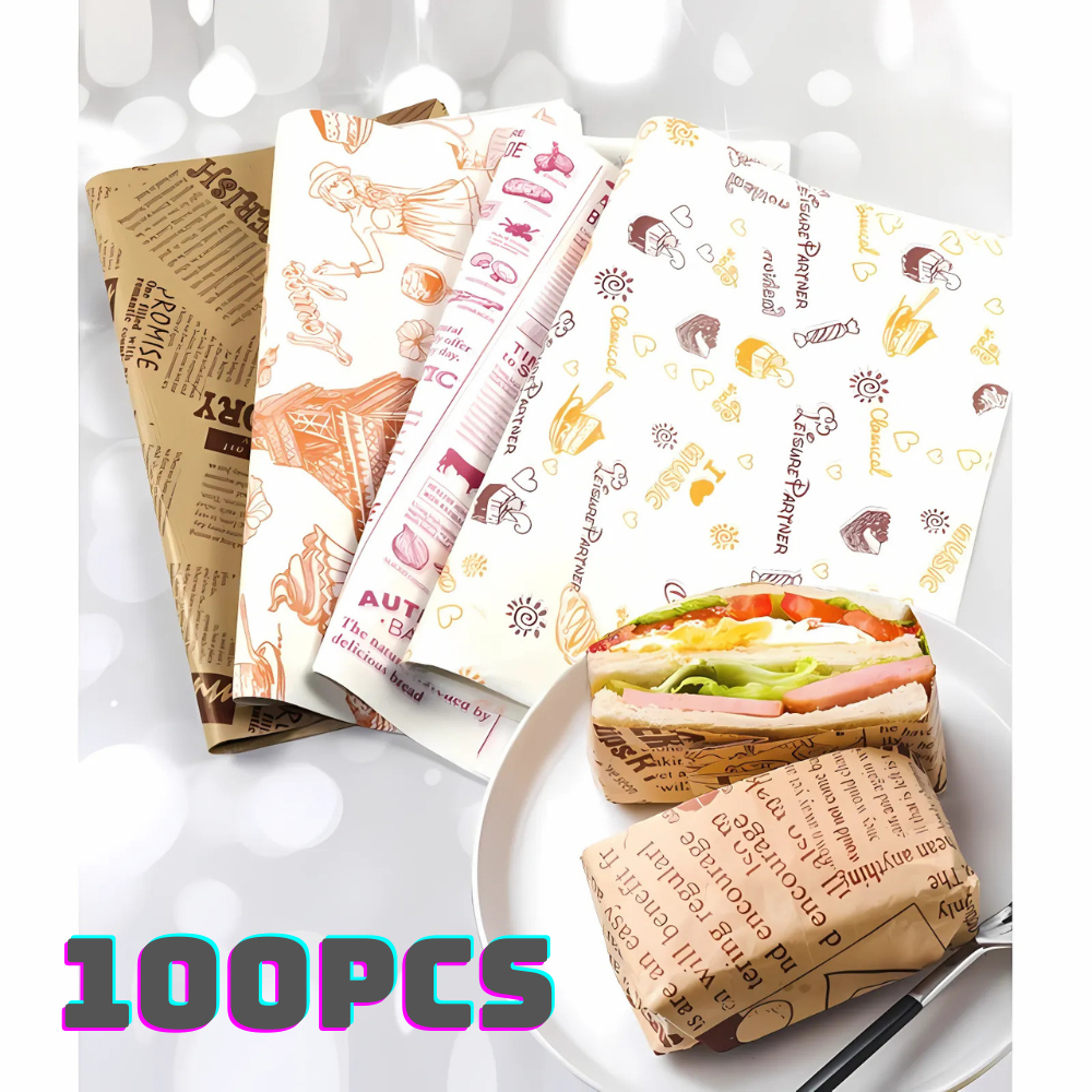 Disposable Trendy Square Burger Wrapping Paper – Greaseproof, Stylish ...