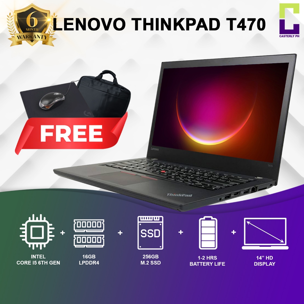 LENOVO THINKPAD T470 I5 6TH GEN | 16GB RAM + 256GB SSD | 6 MONTHS ...