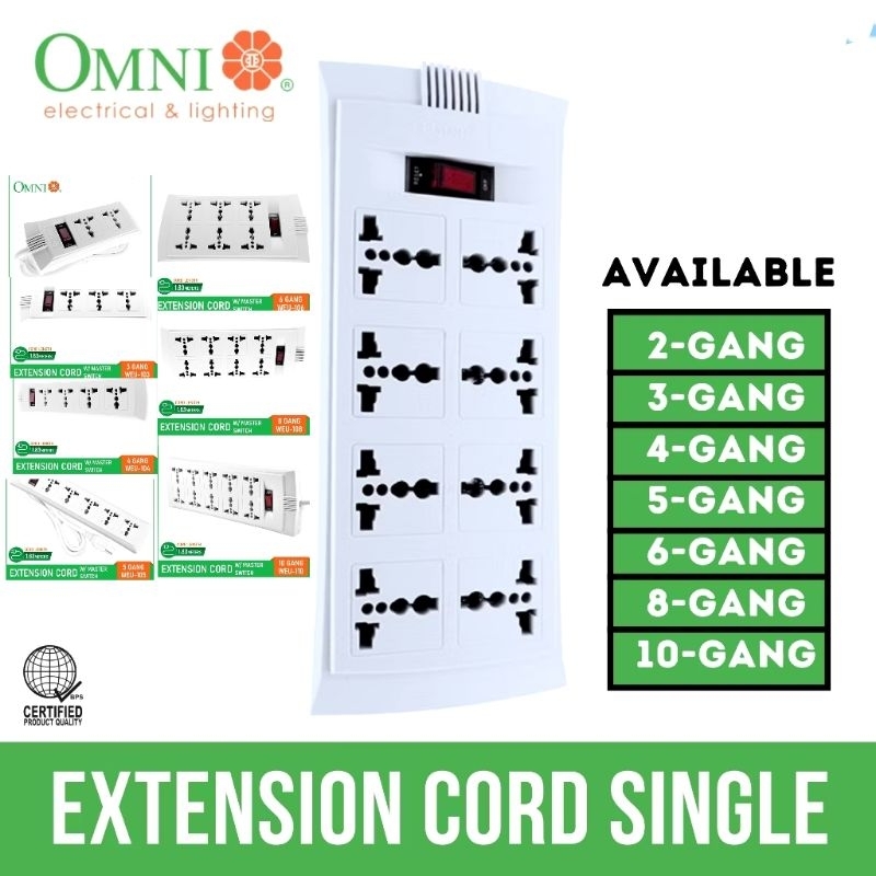 COD-OMNI Universal Extension Cord Set with Switch Surge Protector Power ...