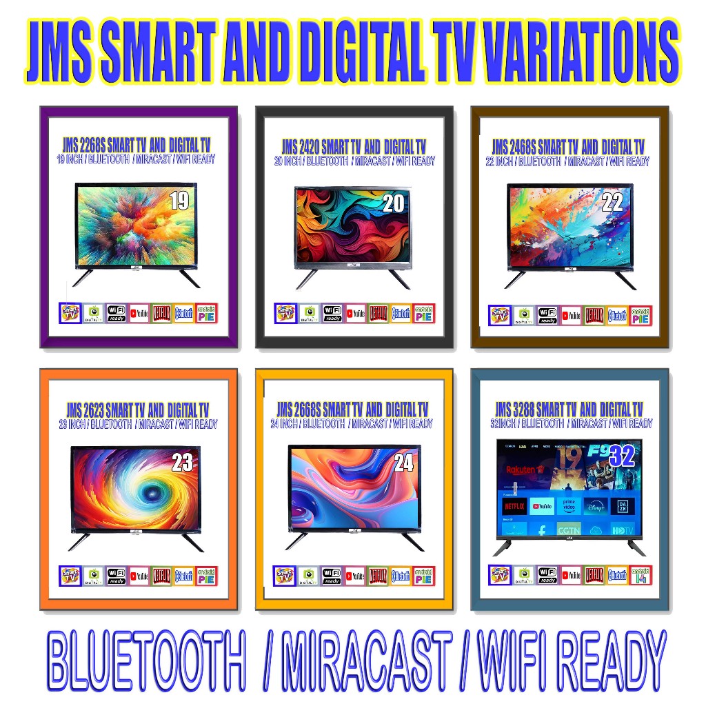 JMS AND MEGASONIC SMART TV DIGITAL ISDB-T WITH BLUETOOTH LED TV WITH 17 TO 32 INCH VIEWING ...