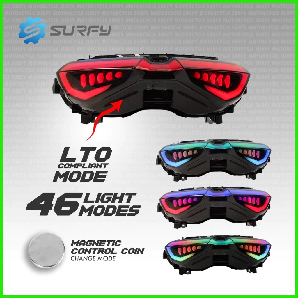 YAMAHA RGB Tail Light Nmax V2 Smoke Lens 46Modes LED VIVID Color Plug ...